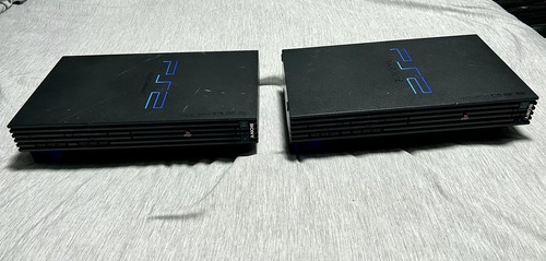 2X Sony PlayStation 2 Fat Phat PS2 Black Consoles ONLY - For Parts or ...