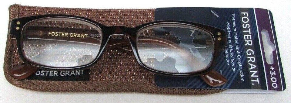 Foster Grant Reading Glasses with Case CHANNING DMI 49/20-142 +3.00 | eBay