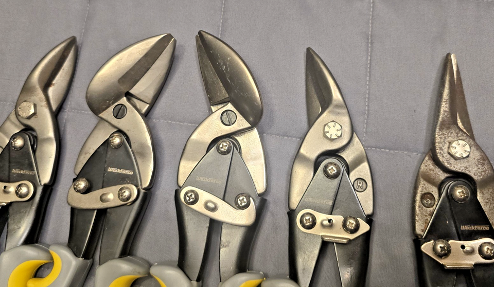 5 WORKFORCE HAND SHEET METAL SHEARS STEEL CUTTING TIN SNIPS SCISSORS ...