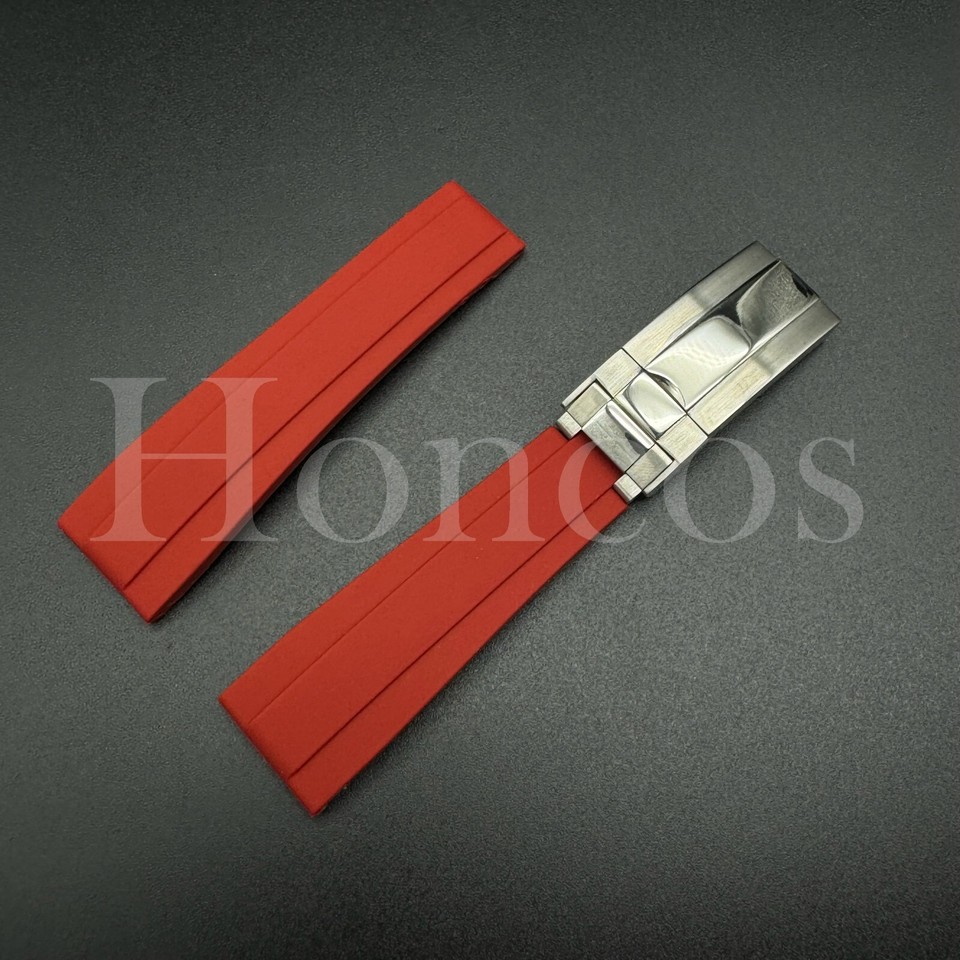 Red Rubber Watch Band Strap 20mm Suits Fits For Rolex Daytona GMT ...
