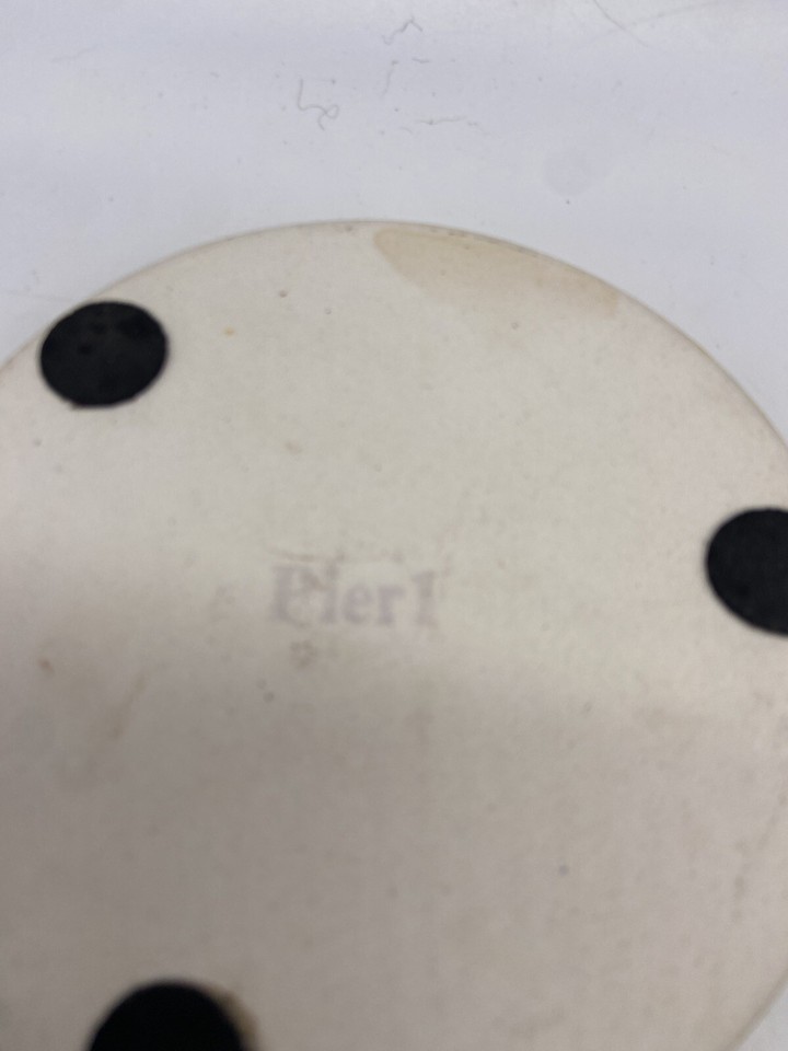 2 PIER 1 Hand Painted Round Ceramic Boho Sunburst Mandala Coasters Blue ...