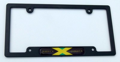 Jamaica Jamaican Flag Black Plastic Car License plate frame domed decal ...