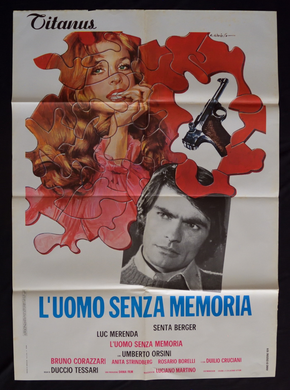 manifesto L'UOMO SENZA MEMORIA Luc Merenda Berger Pistola Gun Puzzle ...