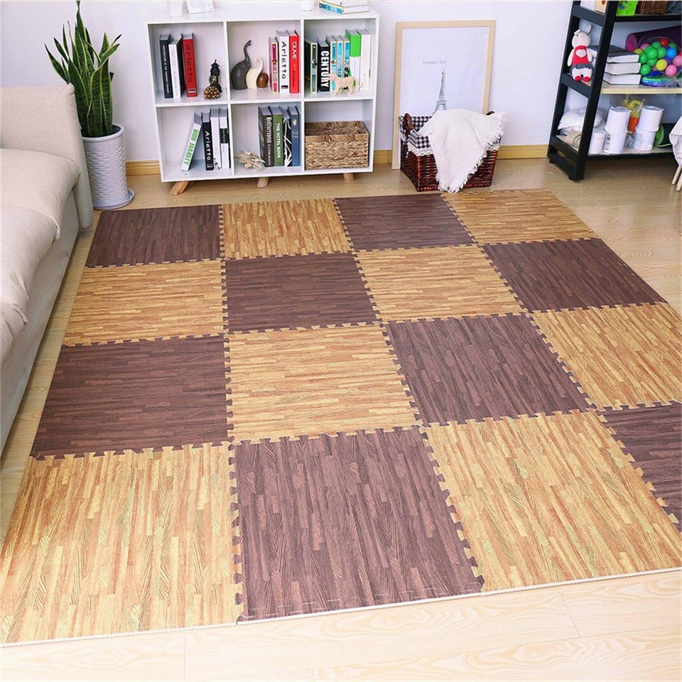96sq/48sq Puzzle Exercise Mat Interlocking Foam Floor Mats w/ Border ...