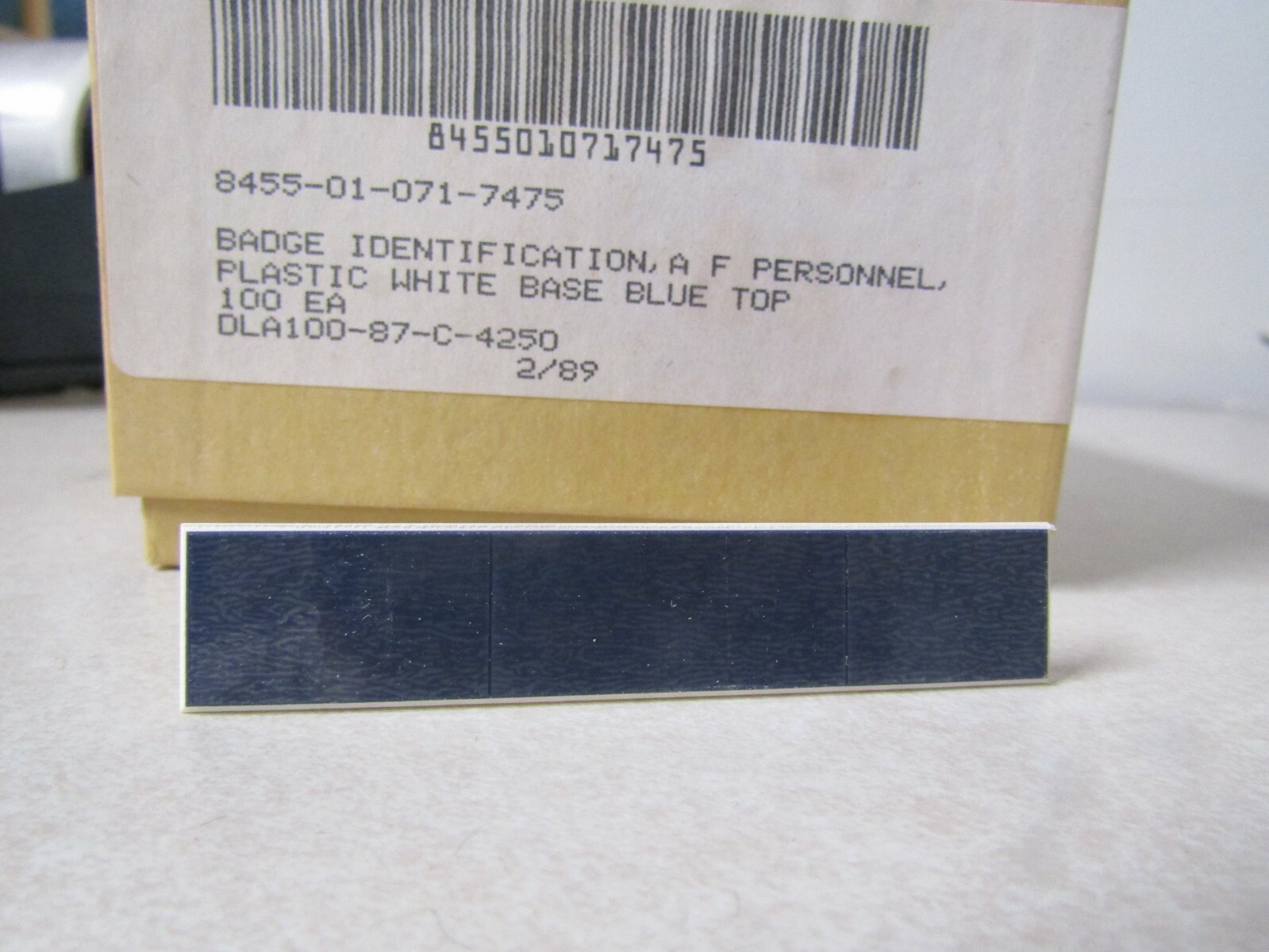 US MILITARY AIR FORCE NAME TAG BLACK & WHITE HARD PLASTIC BLANK BUT ...