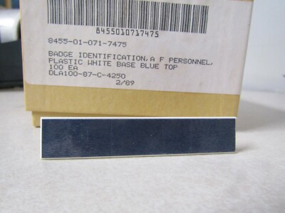 US MILITARY AIR FORCE NAME TAG BLACK & WHITE HARD PLASTIC BLANK BUT ...