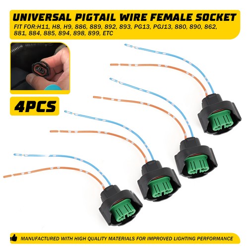 Wire Female Pigtail C H11 Two Harness Fog Light Bulb Lamp Connector ...