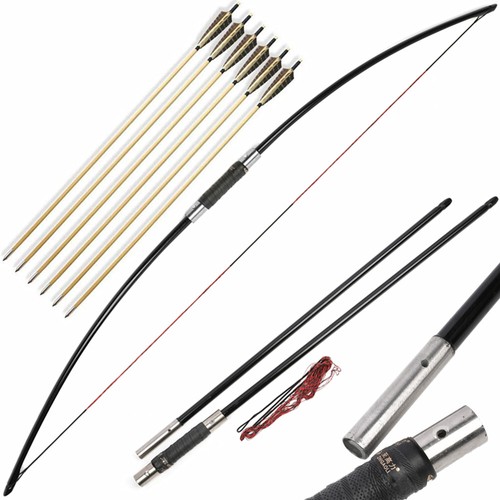 65'' Archery Traditional Longbow Wooden Arrow 25-120lb Straight Bow ...