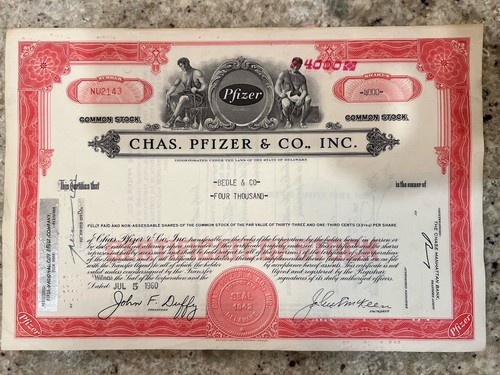 Vintage CHAS. PFIZER & Co. INC. Bulk Lot stock certificate | eBay