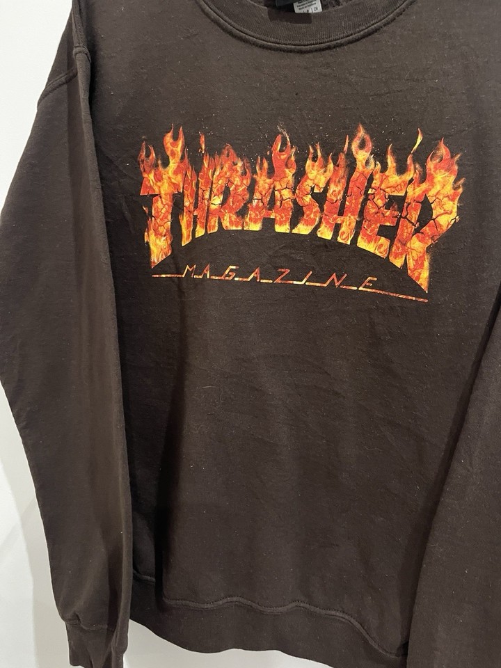 Thrasher Magazine Inferno Crewneck Sweatshirt in the dark chocolate ...