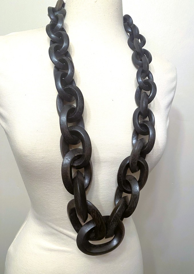 Stunning Gerda Lynggaard - Monies Chunky Ebony Wood Chain Long Necklace ...