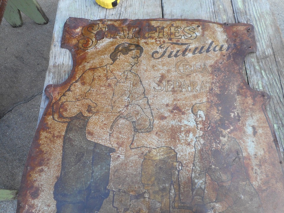 Vintage RARE SHARPLES CREAM SEPARATOR FARM DAIRY Advertising Metal SIGN ...