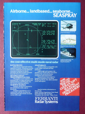 1/1984 PUB FERRANTI RADAR SEASPRAY MK3 WESTLAND NAVY LYNX ORIGINAL AD ...