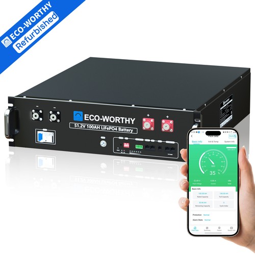 ECO-WORTHY 5.12kWh 48V 100AH Server Rack LiFePO4 Battery For Back-Up V2 ...