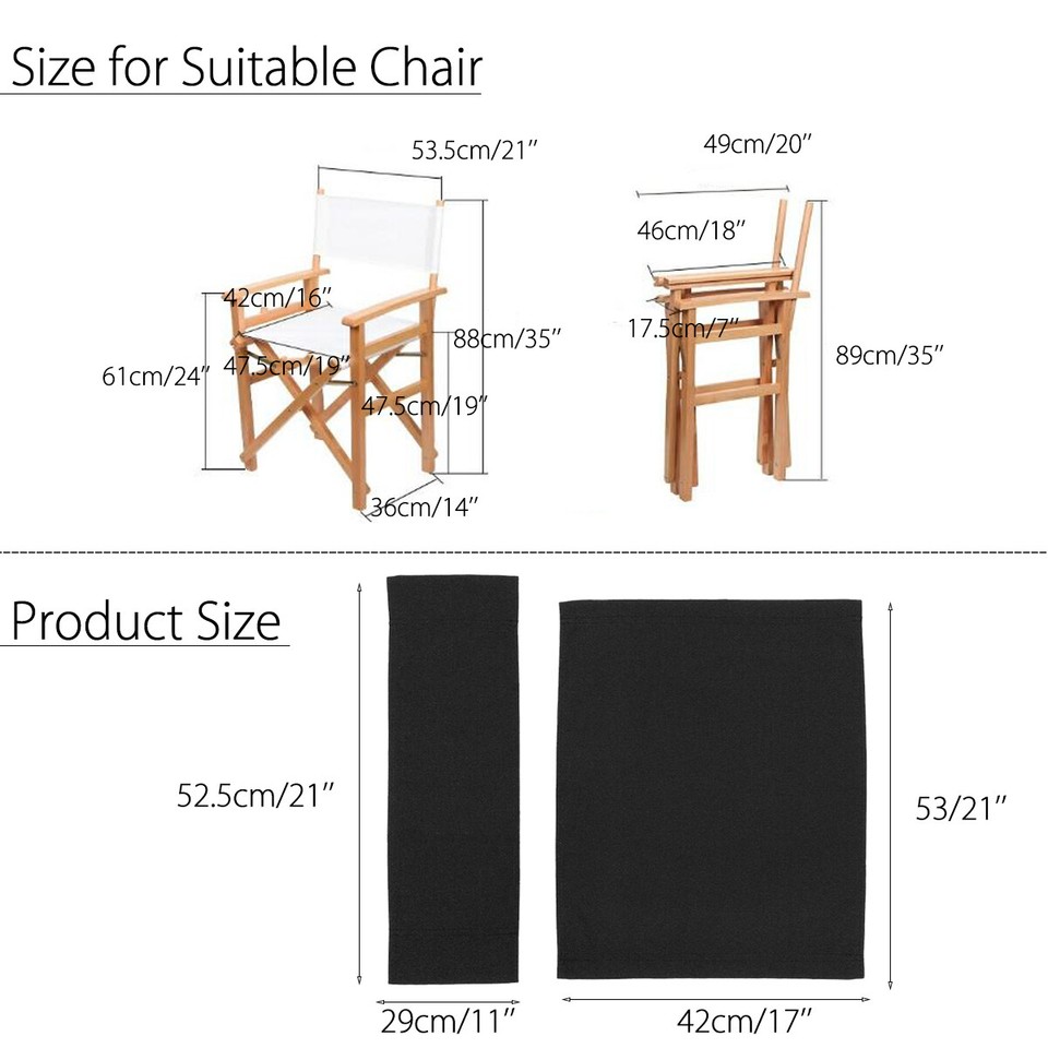 1 Set Casual Directors Chair Cover Kit Replacement Canvas Seat and Back ...
