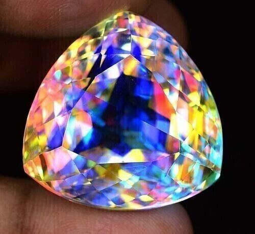 GIE Certified Natural Trillion Cut 250 Ct Rainbow Color Mystic Quartz ...