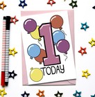 One Today Birthday Card Pink 1st Happy Birthday Card for One year old ...