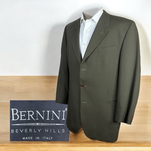 Bernini Beverly Hills Made in Italy Sport Coat Mens 46L Green Super 100 ...