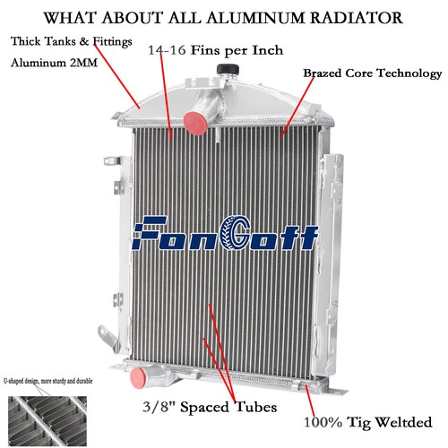 4 Row Aluminum Radiator Fit 1928 1929 Ford Model A Heavy Duty 3.3L L4 ...