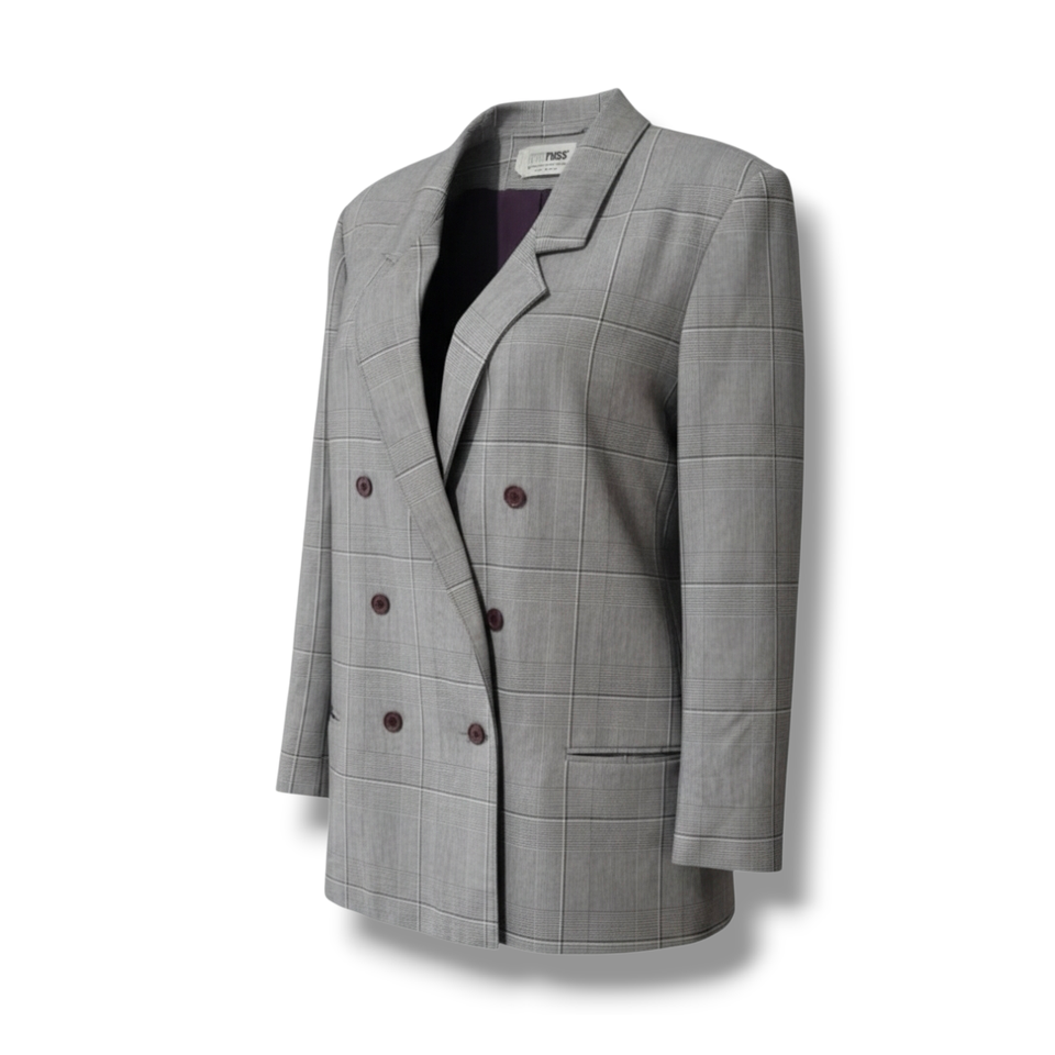 Russ Togs Women’s Vintage Gray Plaid Double-Breasted Blazer – Size 16 | eBay