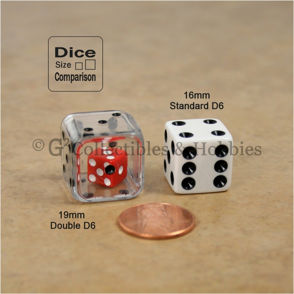 New 6 DOUBLE DICE Set - 6 Colors RPG D&D Game Math Six Sided 19mm 3/4 ...
