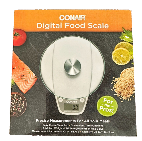 CONAIR DIGITAL FOOD SCALE - Glass Top - Up To 11 lbs. - CNF130 NEW IN ...