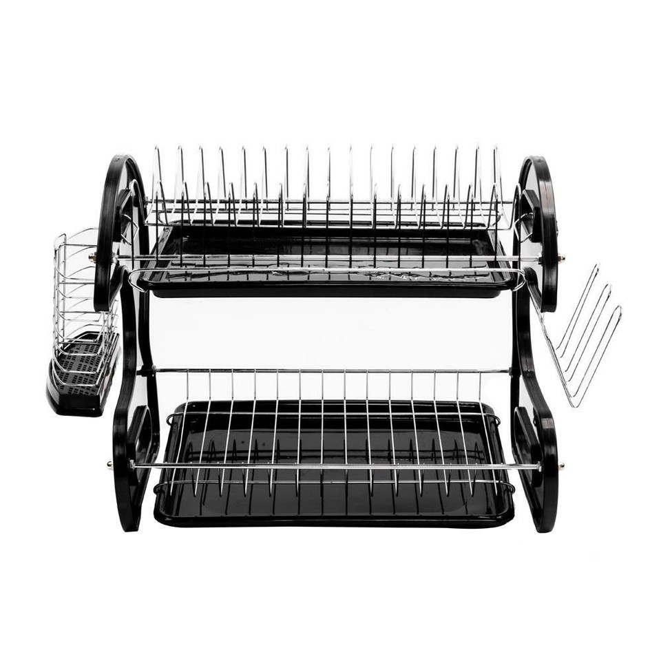 2-Tier Dish Drying Rack Stainless Steel Drainer Kitchen Storage Space ...