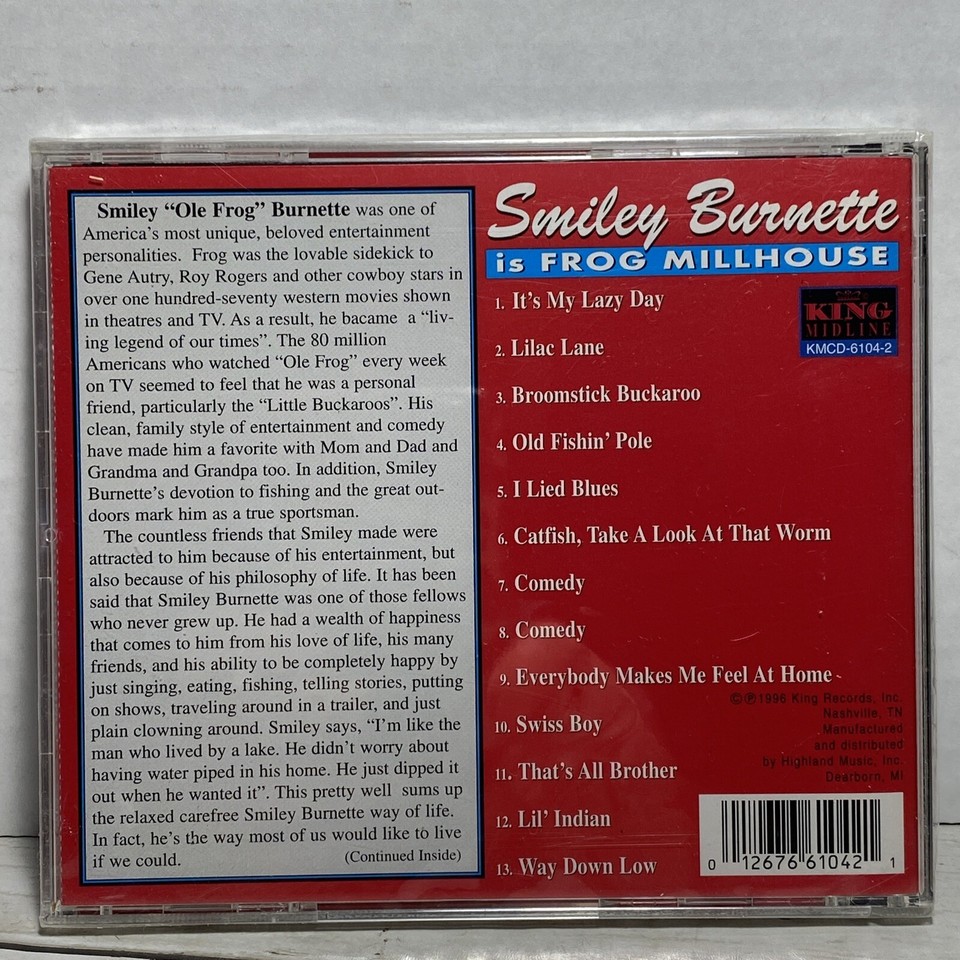 Smiley Burnette CD - Is Frog Millhouse King Midline New 12676610421 ...