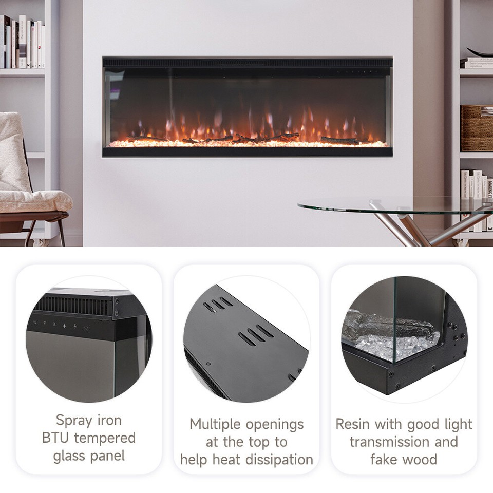 Electric 3 Sided Media Fire 60 inch Standing Insert LED Fireplace ...