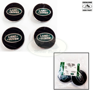 LAND ROVER WHEEL CENTER CAPS SET x4 BLACK RANGE SPORT VELAR DISCOVERY 5 ...