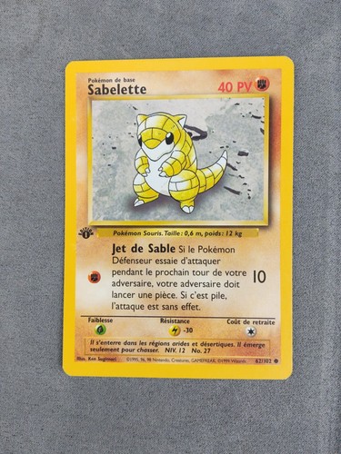 Carte Pokémon - Sabelette 62/102 - Set de Base Wizards Edition 1 fr | eBay