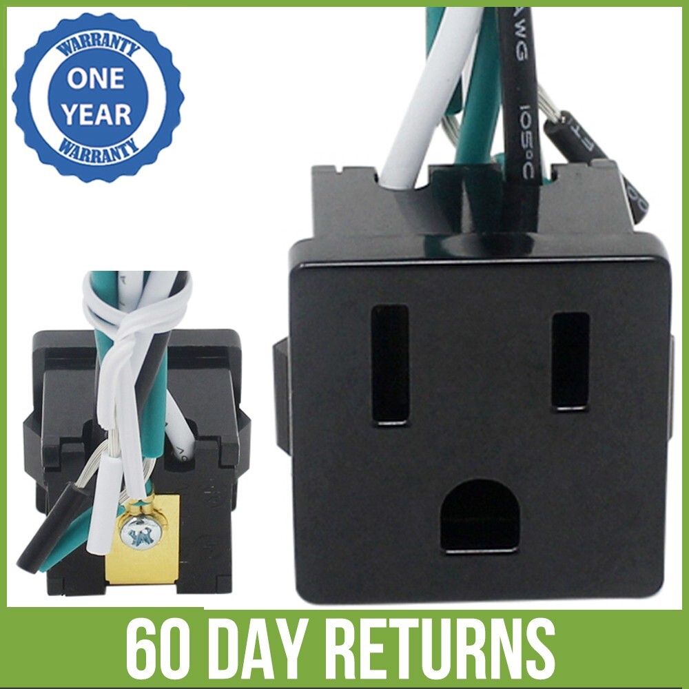 Zing Ear ZE-3B-2 Snap-In Receptacle AC Power Outlet Plug 3 Prong Wire ...