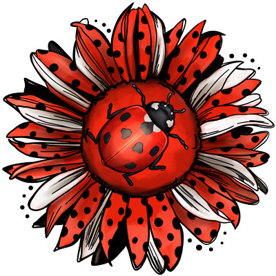 Ladybug Flower DieCut Sticker Decal Put on Your Laptop Tumbler and or ...