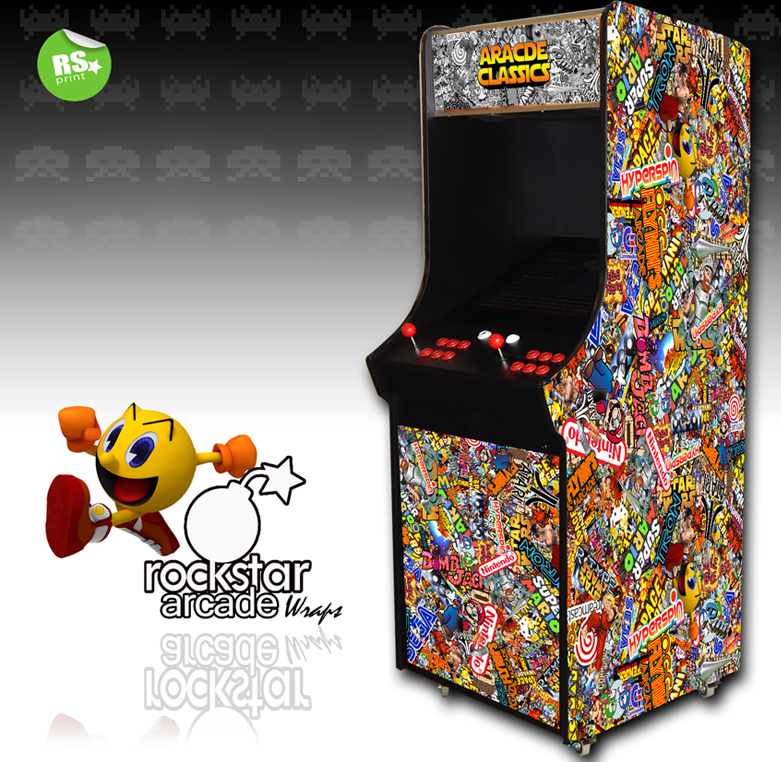 StickerBomb Arcade Machine Wrap Artwork Sticker Retro Game Theme large ...