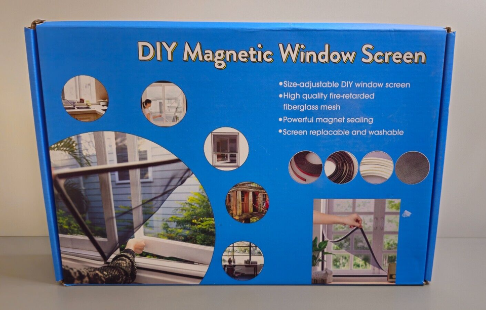 Adjustable DIY Magnetic Window Screen Color Gray Max Size 47x51 inch | eBay