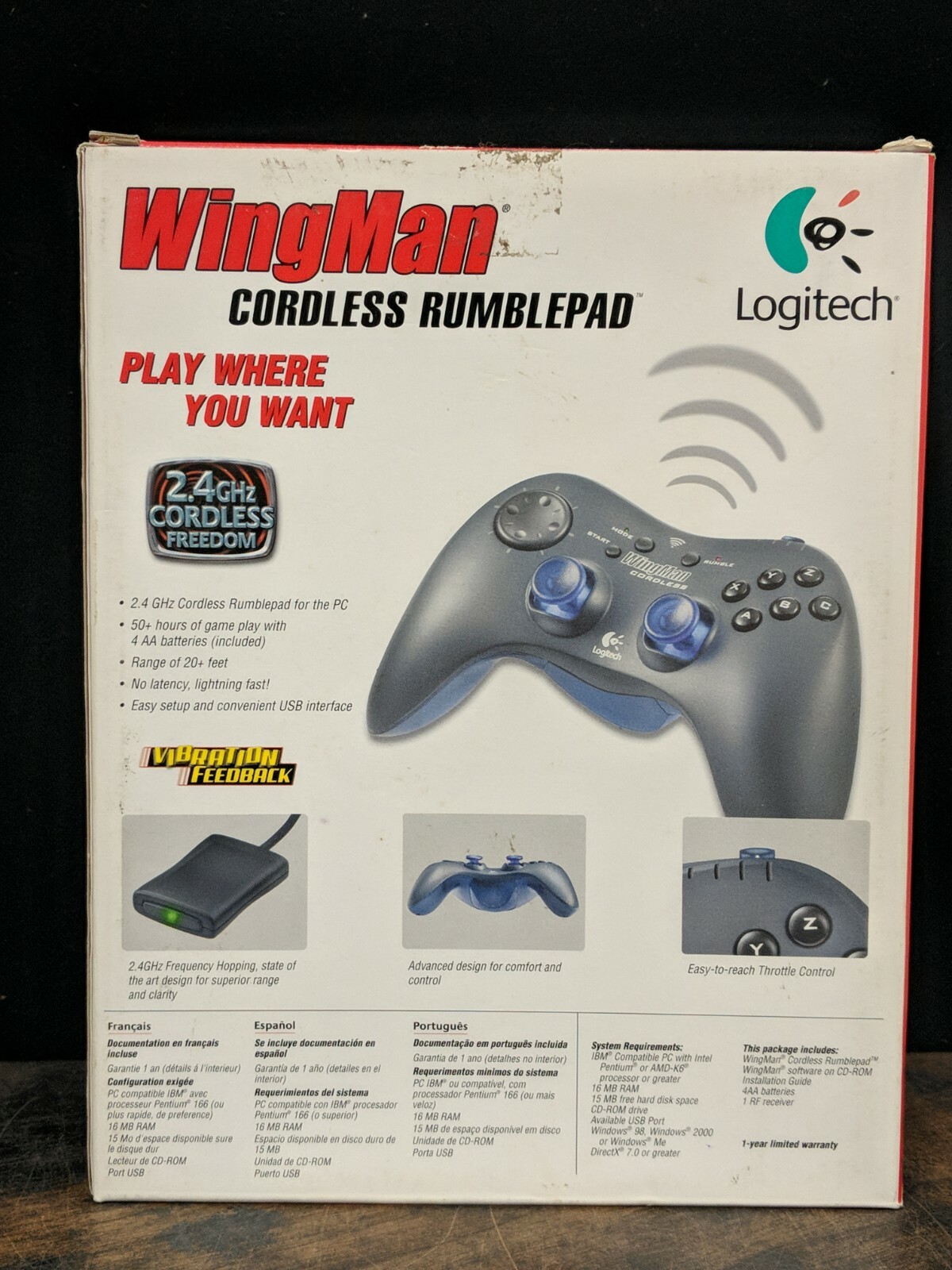 LOGITECH WINGMAN CORDLESS RUMBLEPAD WIRELESS PC CONTROLLER, ORIGINAL ...