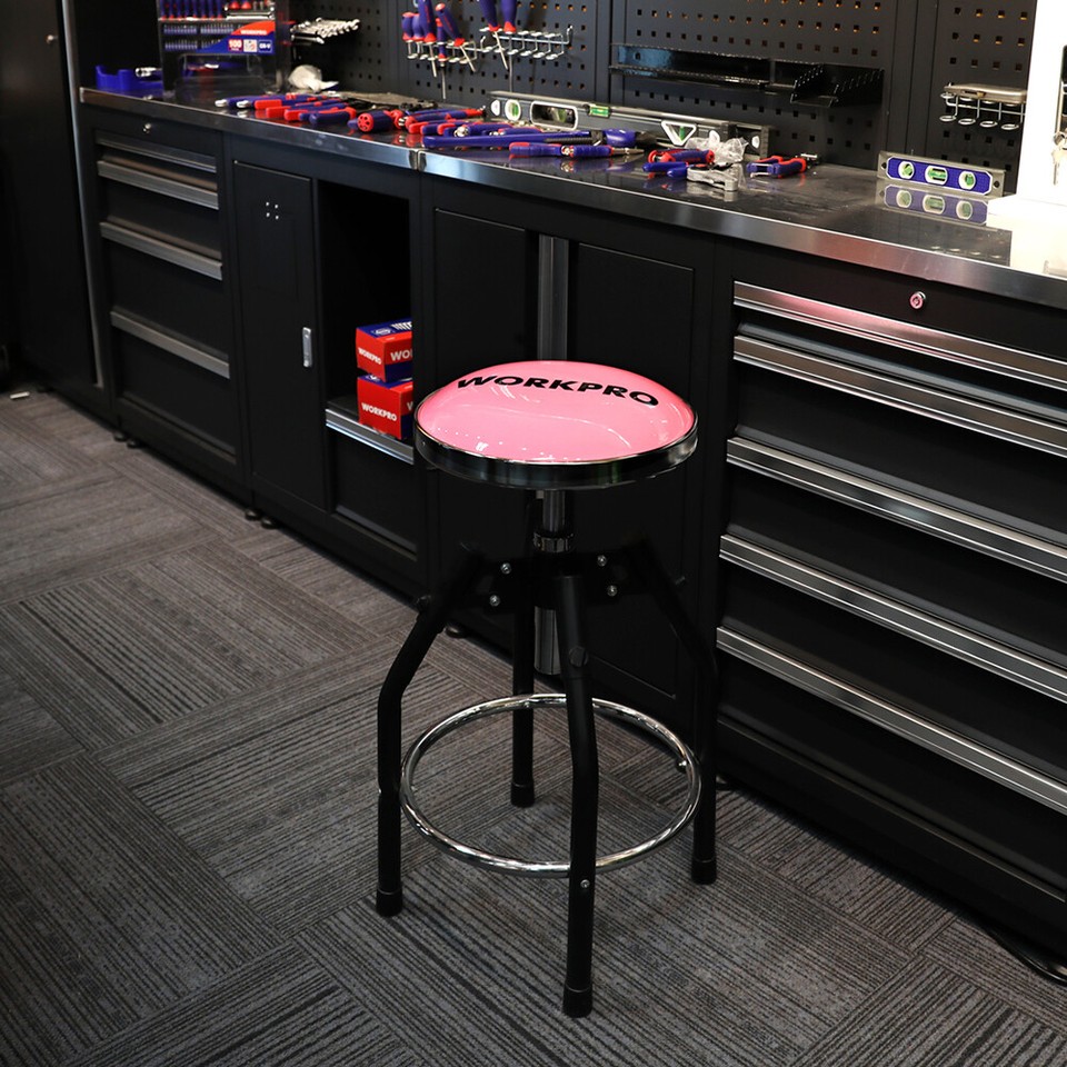 WORKPRO Heavy Duty Bar Stool Adjustable Hydraulic Work Shop Swivel ...