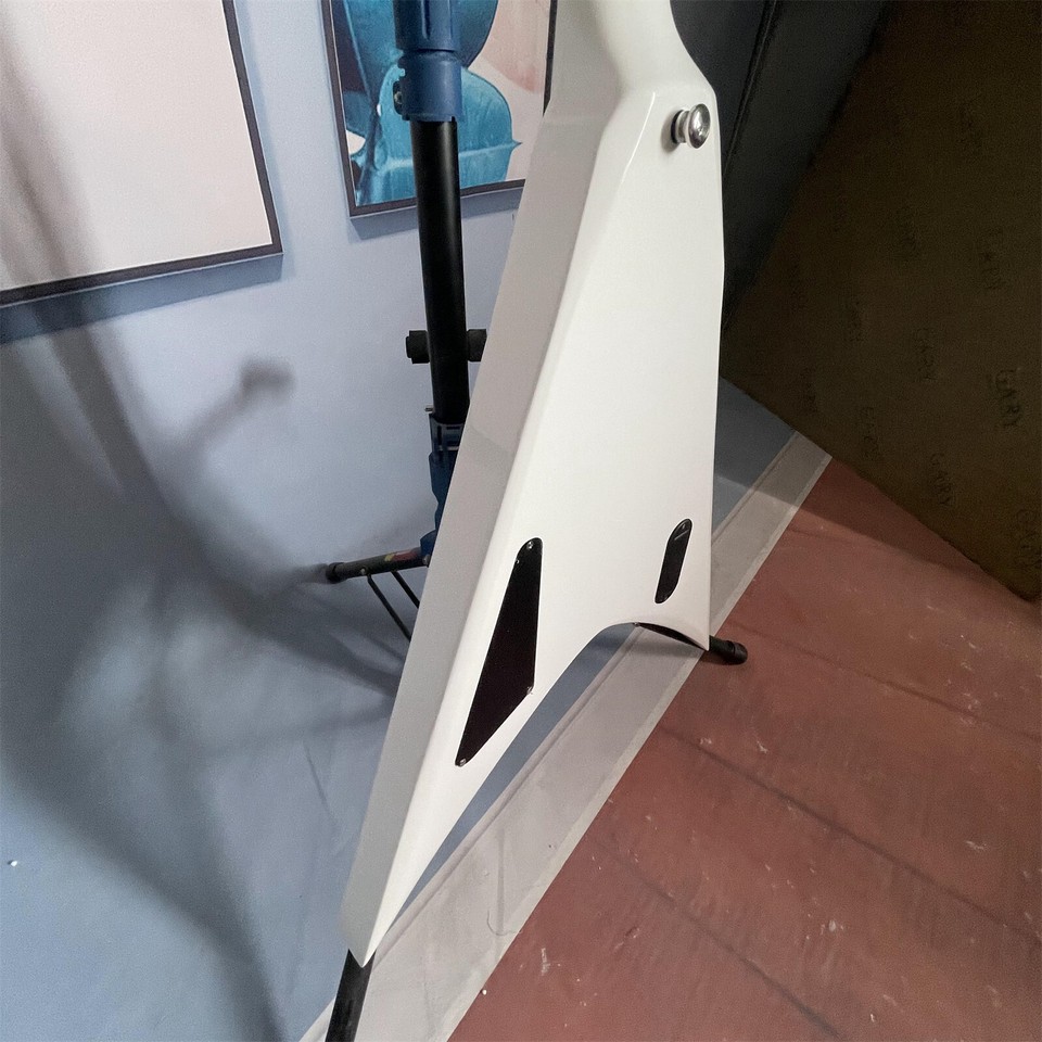 6 String Electric Guitar White V Shape Solid Body Active Pickup ...