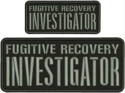 FUGITIVE RECOVERY INVESTIGATOR embroidery patches 4x10 and 2.5x6 hook ...