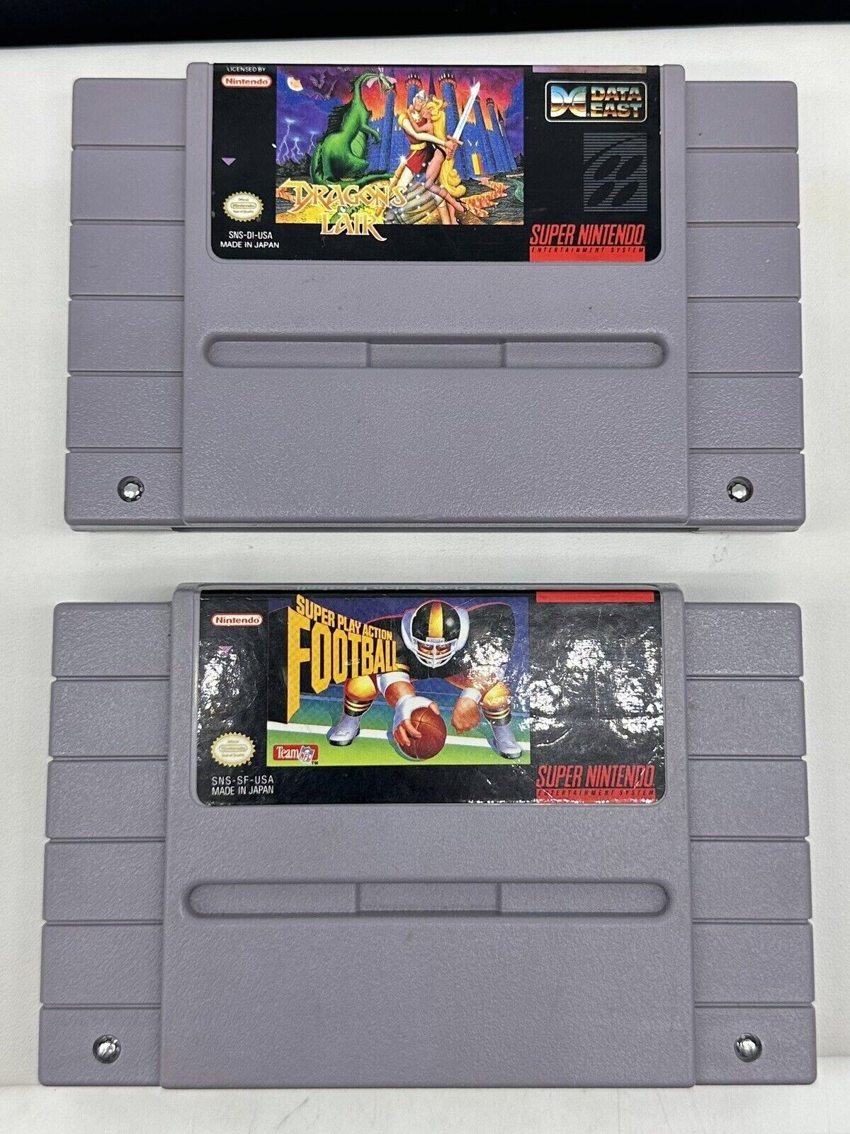 Lot 5 Super Nintendo SNES Games Bubsy Dragons Lair Pitfall Football ...