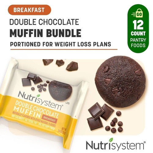 Nutrisystem Double Chocolate Chip Breakfast Muffins, 7g Protein, 12 Pack | eBay
