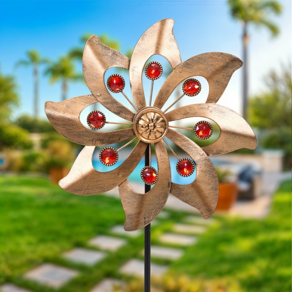 Metal Stake Windmill Garden Wind Spinner Outdoor Yard Lawn Decor ...