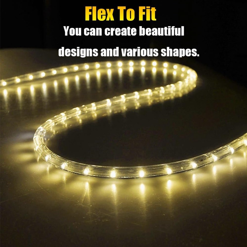 33FT 360 LED Rope Lights Outdoor - Connectable Waterproof Flexible Tube ...