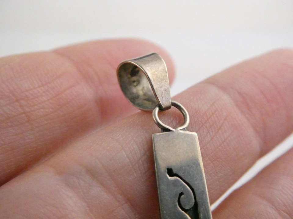 NA Navajo Scott Skeets Sterling Silver Wave Glyphs Pendant 925 2.5g 1.5 ...