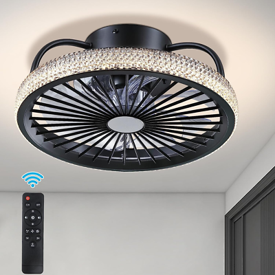 Out With Small Enclosed Ceiling Fan With Light Bailoch LED Black Small