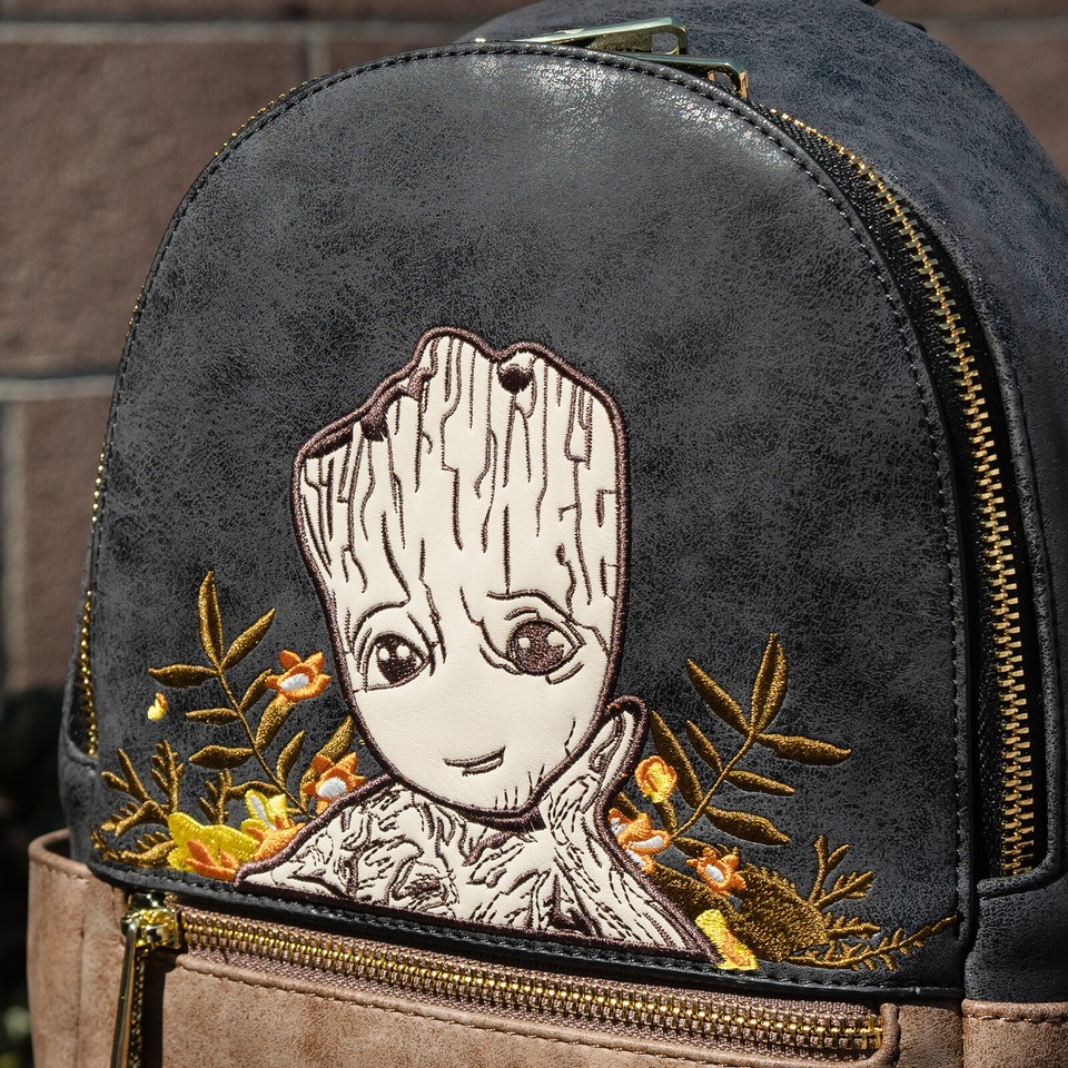 NWT Loungefly Marvel I Am Groot Floral Mini Backpack & Matching Tri ...
