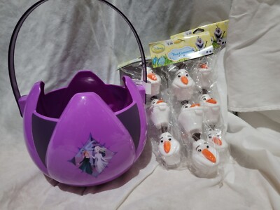 Disney FROZEN Easter Pail and Lot of 9 Olaf Plastic Treat Containers ...