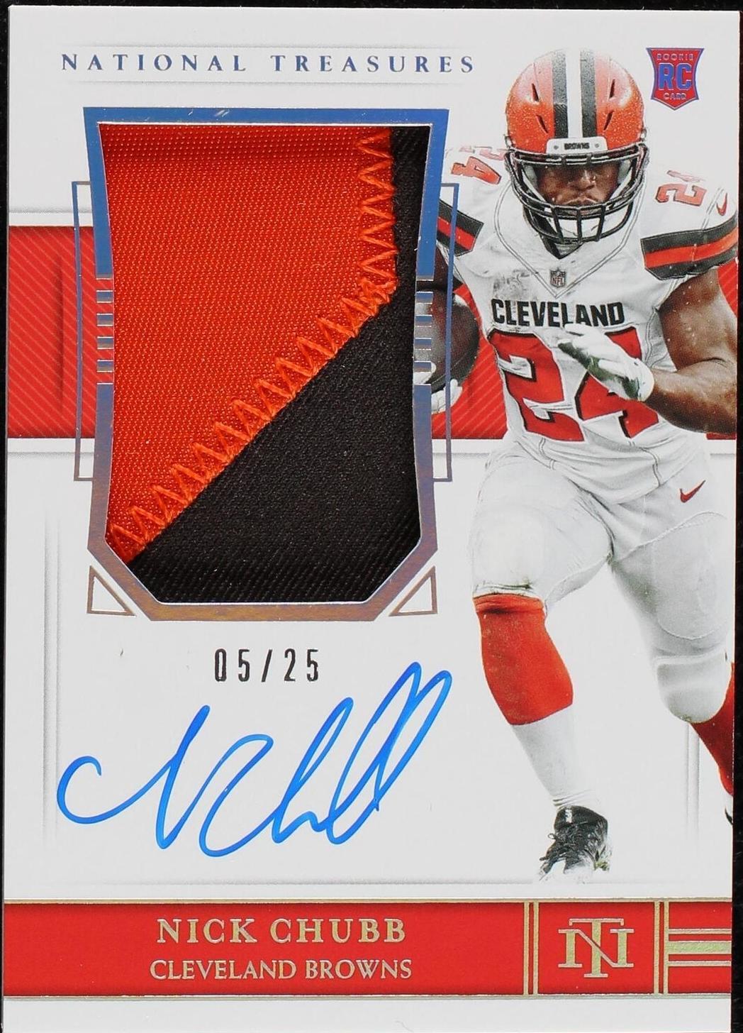 2018 Panini National Treasures - Rookie Patch Autograph Nick Chubb #172 ...