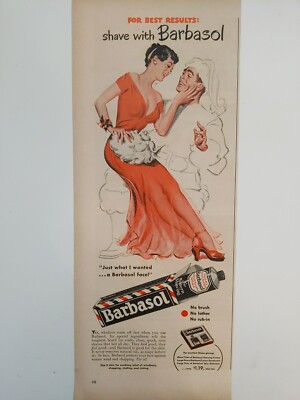Vintage 1949 barbasol print ad. original item. Post World War II | eBay