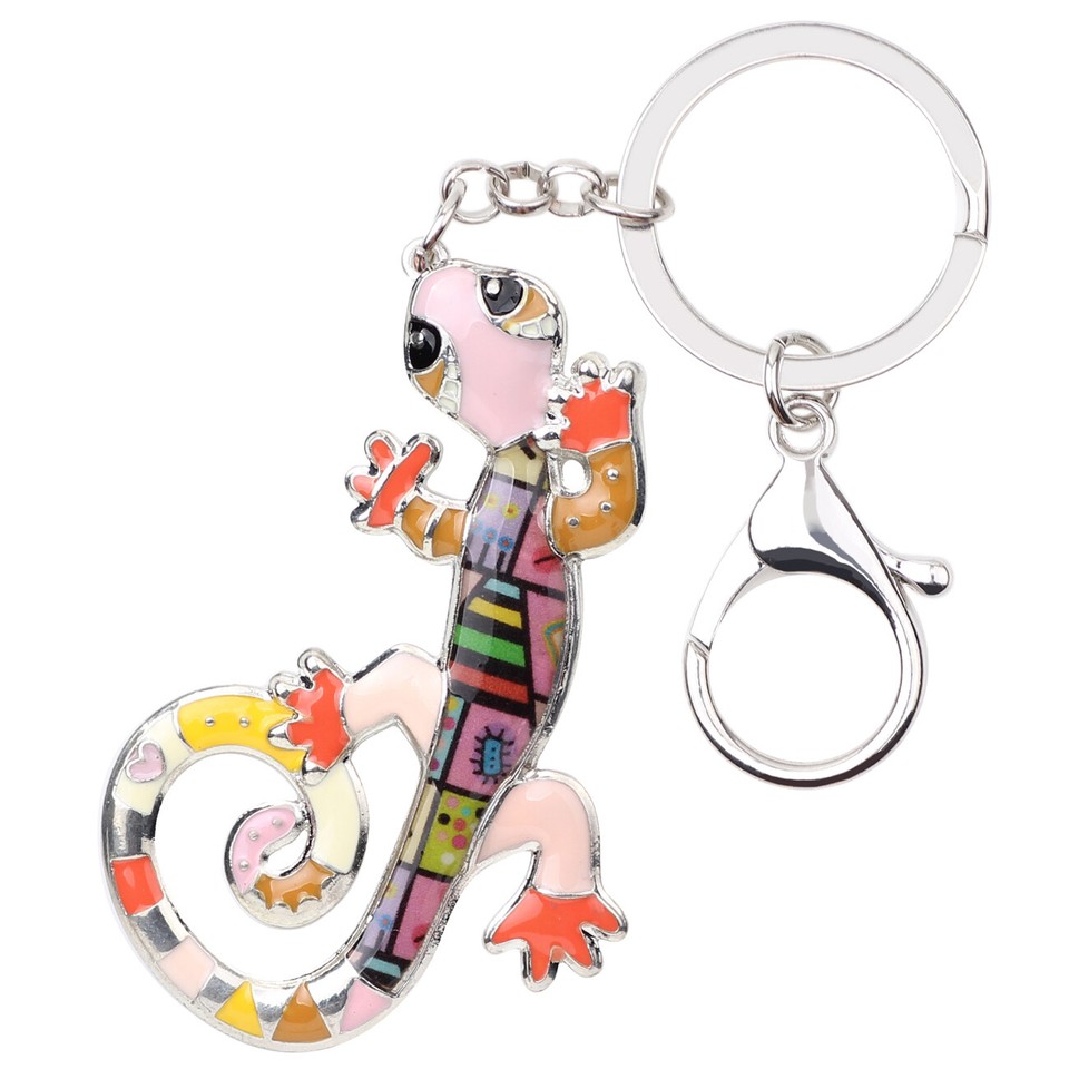 Enamel Alloy Lizard Gecko Keychains Purse Key Ring Animals Jewelry ...